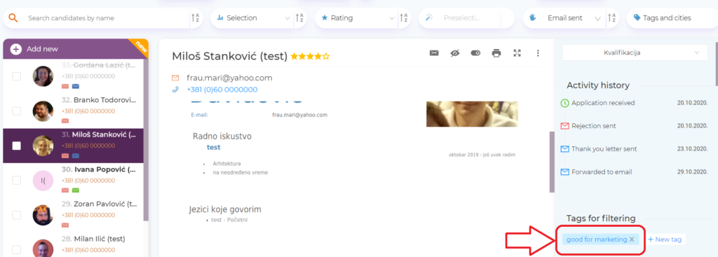 What are tags, and how do I use them? | Infostud HR Lab